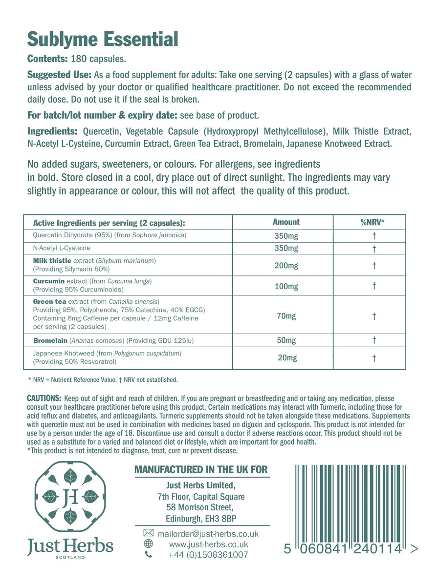 Sublyme Essential- Stress Support Supplement – Just Herbs Scotland