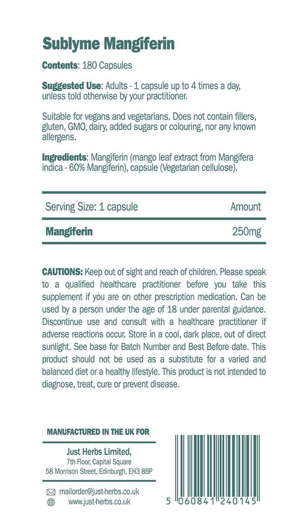 Sublyme Mangiferin Capsules – Just Herbs Scotland
